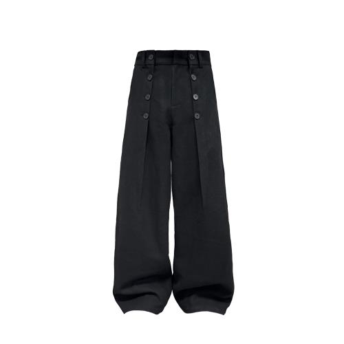 JCAESAR BUTTON PANTS 紐扣打褶長褲 毛呢面料 打褶 12顆樹脂紐扣|休閒褲|ETMall東森購物網
