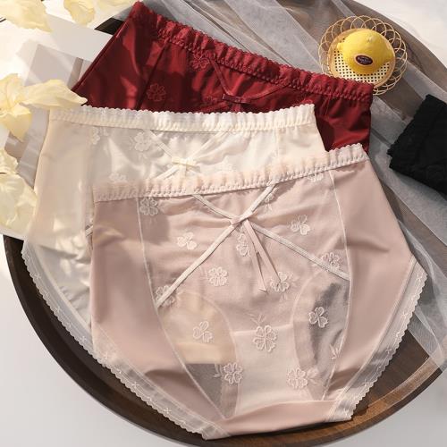絲滑綢緞大碼內褲女200斤胖MM中高腰性感蕾絲純欲鏤空7A抗菌襠|女三角褲|ETMall東森購物網