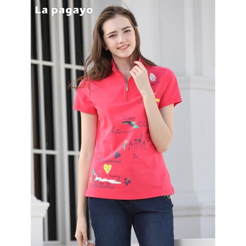 (免運)La Pagayo拉柏家雅夏季新款女裝立領修身彈力針織大碼運動休閑t恤|T恤|ETMall東森購物網