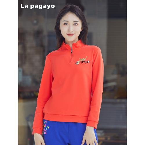 (免運)La Pagayo拉柏家雅秋冬新款女裝印花上衣休閑修身大碼套頭立領T恤|T恤|ETMall東森購物網