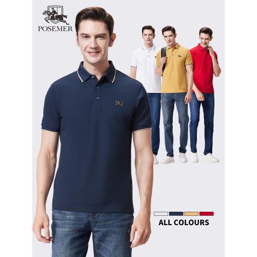 (免運)Posemer/堡馬25夏季新款男裝POLO衫經典翻領透氣干爽休閑短袖T恤|Polo衫|ETMall東森購物網