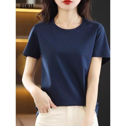 (免運)ROEH新疆棉80絲光棉短袖t恤女白色v領夏季純棉雞心領涼感正肩體恤|T恤|ETMall東森購物網