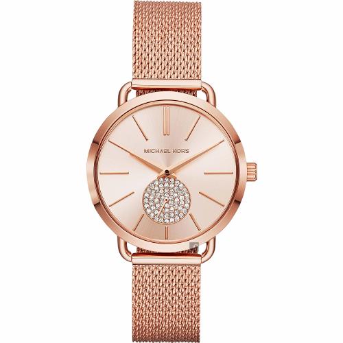 Michael Kors PORTIA 紐約腕錶-玫塊金x米蘭帶/37mm MK3845|鋼帶錶|ETMall東森購物網