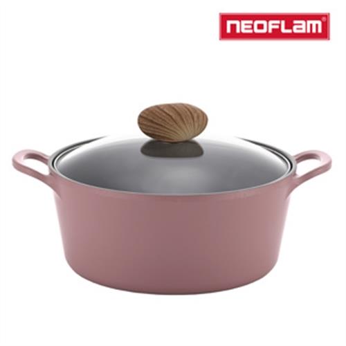 NEOFLAM RETRO抗菌系列22CM湯鍋含玻璃蓋-丹麥粉(IH爐適用/不挑爐具/可直火)|會員獨享好康折扣活動|雙耳鍋|ETMall東森購物網