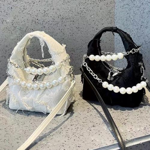 【Sp house】玲瓏輕巧手提珍珠化妝收納肩背包(2色可選)|肩背包|ETMall東森購物網