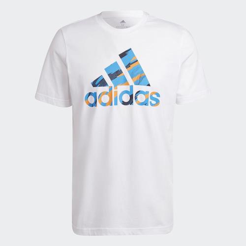 Adidas ESSENTIALS 男裝 短袖 T恤 休閒 迷彩LOGO 棉 白【運動世界】HE4375|短袖|ETMall東森購物網