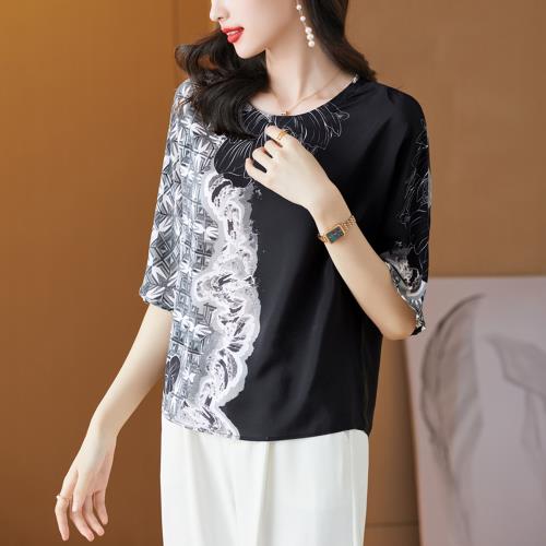 【ALLK 歐楷】新品 配色印花上衣 2色(尺寸L-3XL)|造型上衣|ETMall東森購物網