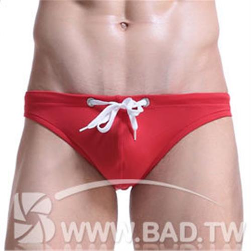 壞男情趣 型男綁繩低腰純色三角泳褲 紅 [ M / L /XL ] (內褲.三角褲.四角褲.丁字褲)|三角泳褲|ETMall東森購物網