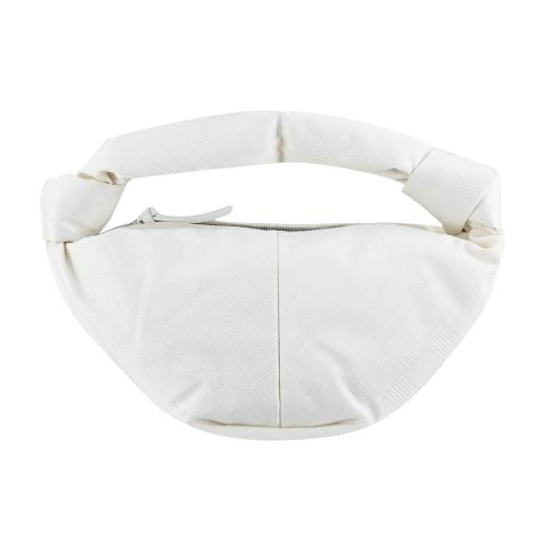 BOTTEGA VENETA 經典圖案刺繡尼龍雙結手提包(迷你/白色)|BV手提包|ETMall東森購物網