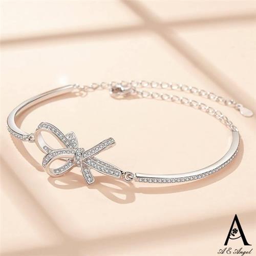 【ANGEL】光耀蝴蝶結水鑽韓風典雅手鍊(銀色) |其他材質/款式|ETMall東森購物網