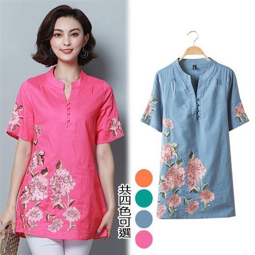 【韓國K.W.】女神級高工藝刺繡花中長版上衣|造型上衣|ETMall東森購物網