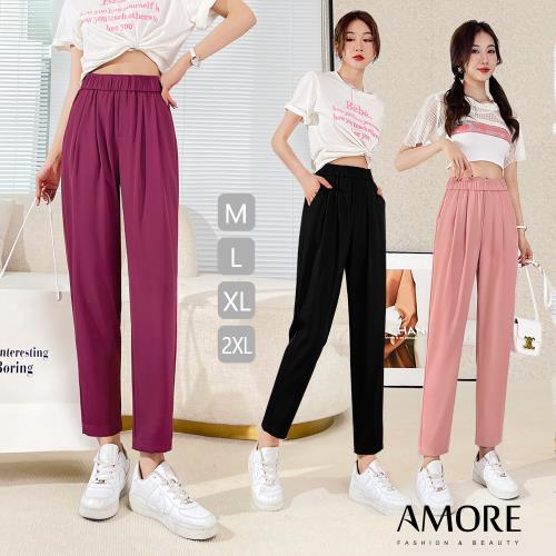 AM艾莫兒 日韓高腰垂順感九分哈倫褲|長褲|ETMall東森購物網