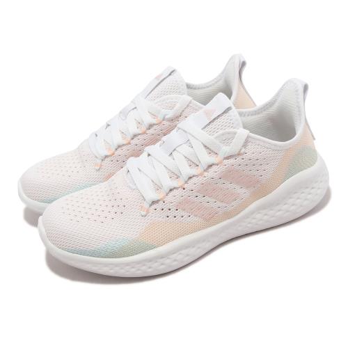 adidas 慢跑鞋 Fluidflow 2.0 女鞋 白 粉橘 粉紅 緩震 針織鞋面 運動鞋 愛迪達 GW4015|慢跑鞋|ETMall東森購物網