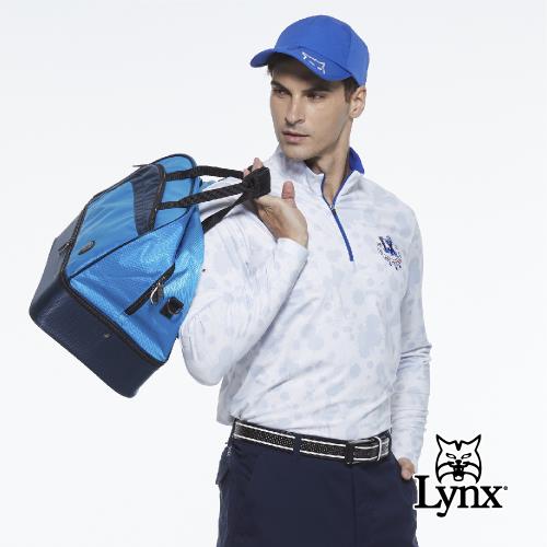 【Lynx Golf】男款吸濕排汗合身版潑漆印花Lynx繡花長袖立領POLO衫(三色)|POLO衫|ETMall東森購物網