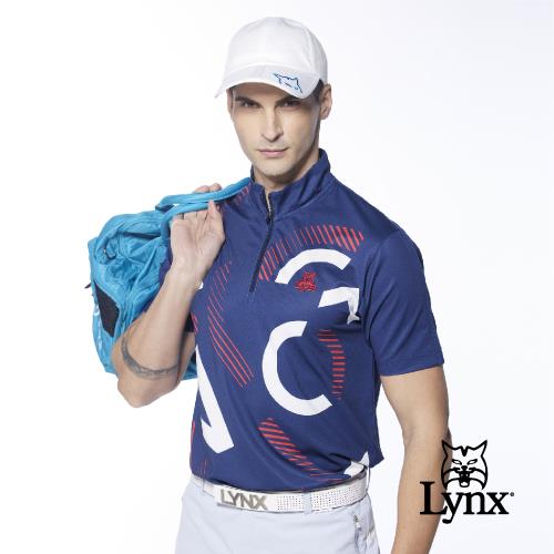 【Lynx Golf】男款吸排抗UV合身版Lynx英文圖樣短袖立領POLO衫/高爾夫球衫(三色)|POLO衫|ETMall東森購物網