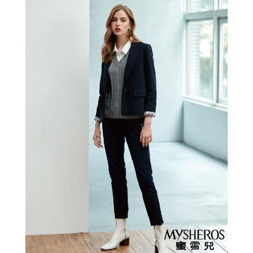 【MYSHEROS 蜜雪兒】含羊毛翻領單釦素色西裝外套 (深藍) 1310-26153-74|會員獨享好康折扣活動|外套|ETMall東森購物網