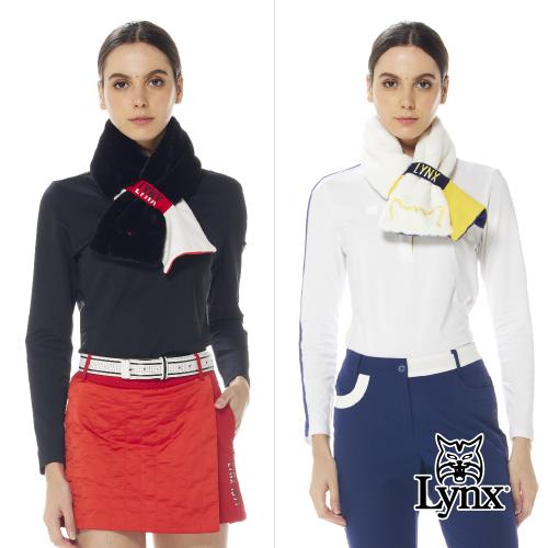 【Lynx Golf】首爾高桿風格！女款保暖舒適雙面皮草/刷毛材質造型布環山貓繡花無段式圍脖(二色)|背心式外套|ETMall東森購物網
