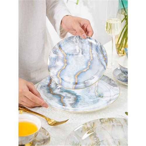 大理石金邊骨瓷家居餐盤-6吋|餐盤|ETMall東森購物網