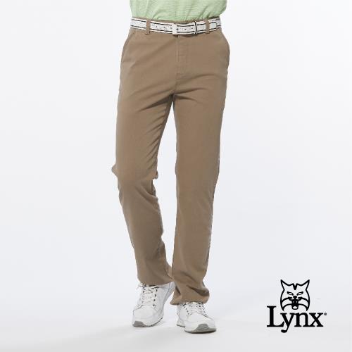 【Lynx Golf】男款彈性舒適經典素面基本款平口休閒長褲-卡其色|長褲|ETMall東森購物網
