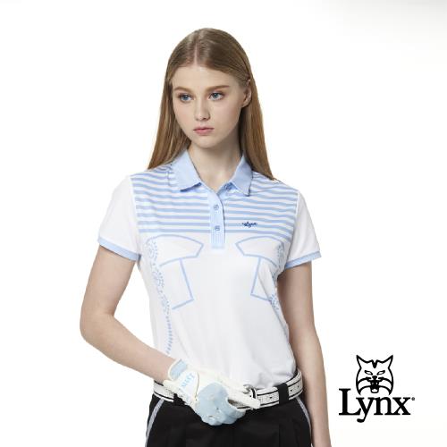 【Lynx Golf】女款吸汗速乾條紋配布公主線剪接短袖POLO衫(二色)|POLO衫|ETMall東森購物網