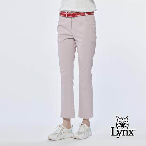 【Lynx Golf】女款進口布料防潑水功能左腿造型字樣繡花靴型九分褲(二色)|5～9分褲|ETMall東森購物網