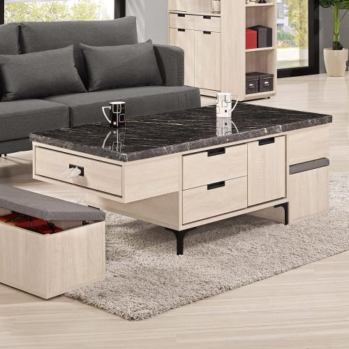 Boden-奈迪4.4尺黑色石面大茶几(附收納椅凳二入)|石面茶几/金屬茶几|ETMall東森購物網