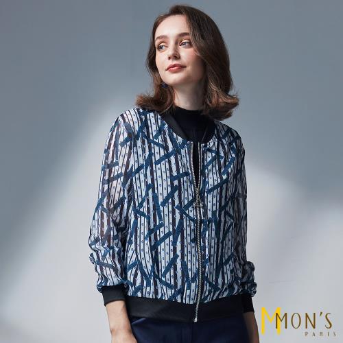 MONS 精品藝術條紋雪紡外套|飛行外套/夾克|ETMall東森購物網
