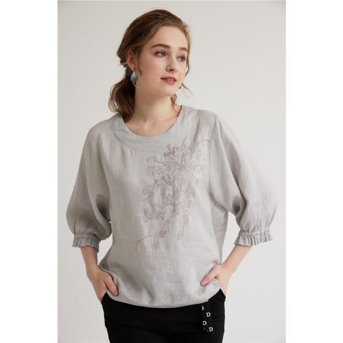 QWI刺繡精品100%細亞麻上衣2入|造型上衣|ETMall東森購物網