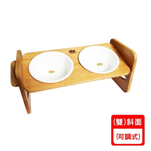 YSS Dog&Cat職人木匠-原木瓷碗(可調式)(雙)斜面-淺碗|會員獨享好康折扣活動|寵物餐桌|ETMall東森購物網