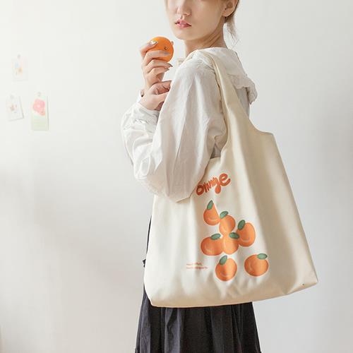 E.City_水果圖案單肩帆布購物提袋|多WAY包|ETMall東森購物網