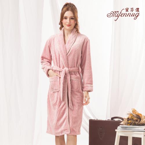 【MFN 蜜芬儂】質感保暖法蘭絨綁帶睡袍|短袖連身睡衣裙|ETMall東森購物網