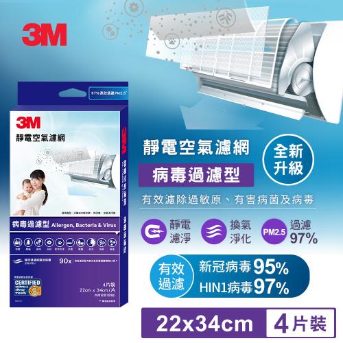 3M 9809-CTC 靜電空氣濾網4片裝-病毒過濾型|會員獨享好康折扣活動|3M清淨機濾網|ETMall東森購物網