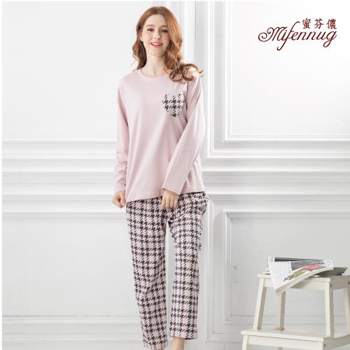 【MFN 蜜芬儂】千鳥格長袖休閒居家衣褲|長袖兩件睡衣褲|ETMall東森購物網