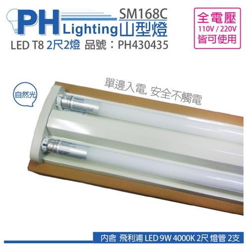 【PHILIPS飛利浦】 SM168C LED 18W 2呎 4000K 自然光 全電壓 山型 吸頂燈 PH430435|山型燈|ETMall東森購物網
