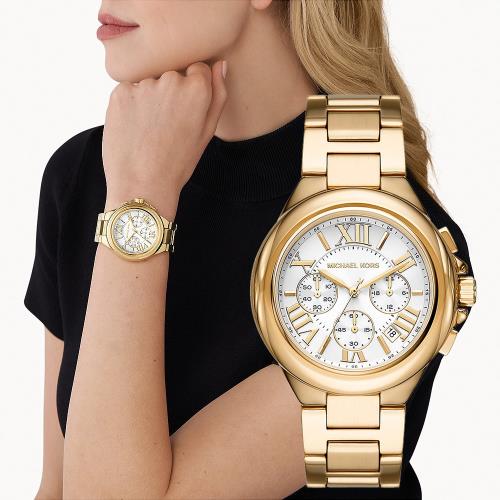 Michael Kors Pyper 經典LOGO晶鑽女錶-銀X玫瑰金/38mm MK4667|鋼帶錶|ETMall東森購物網