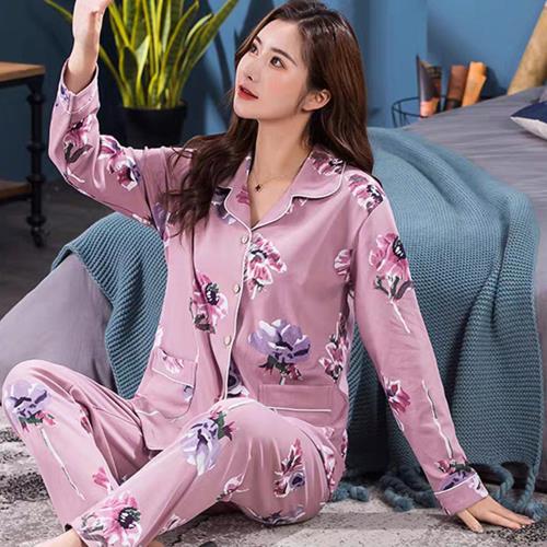 【韓國K.W.】開山紫色大花輕膚棉自在透氣休閒居家套裝|造型上衣|ETMall東森購物網