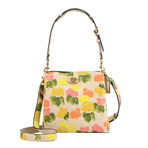 COACH CC387 WILLOW 花卉壓紋兩用三層水桶包.淺褐|COACH斜背包|ETMall東森購物網