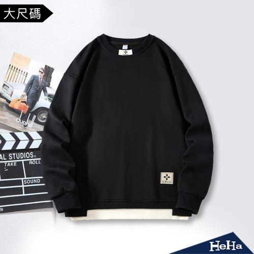 【HeHa】大碼 配色假兩件大學T 三色|T恤|ETMall東森購物網