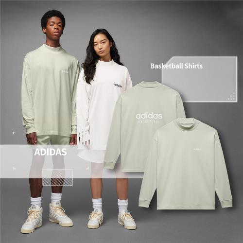 adidas 長袖上衣 Basketball 牛油果綠 白 男女款 微高領 長T 休閒 愛迪達 IA3422|短袖|ETMall東森購物網