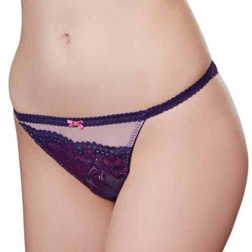 【Swear 思薇爾】 撩波芙花春漾系列M-XL蕾絲低腰丁字褲(芙花紫)|思薇爾|ETMall東森購物網