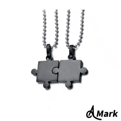 【A MARK】愛戀拼圖光面316L鈦鋼情侶項鍊 對鍊套組 (2色任選)|鋼飾項鍊|ETMall東森購物網