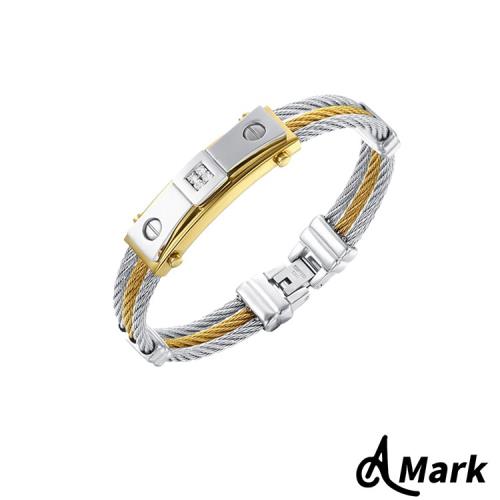 【A MARK】時尚撞色鋼索造型316L鈦鋼手鍊|鋼飾手鍊/手環|ETMall東森購物網