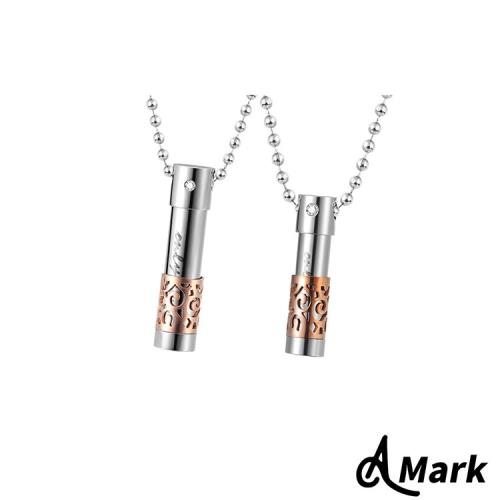 【A MARK】縷空圖騰圓柱鑲鑽密封香水瓶316L鈦鋼項鍊 (2款任選)|鋼飾項鍊|ETMall東森購物網