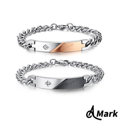 【A MARK】召喚愛情撞色斜方美鑽316L鈦鋼手鍊 (2款任選)|鋼飾手鍊/手環|ETMall東森購物網