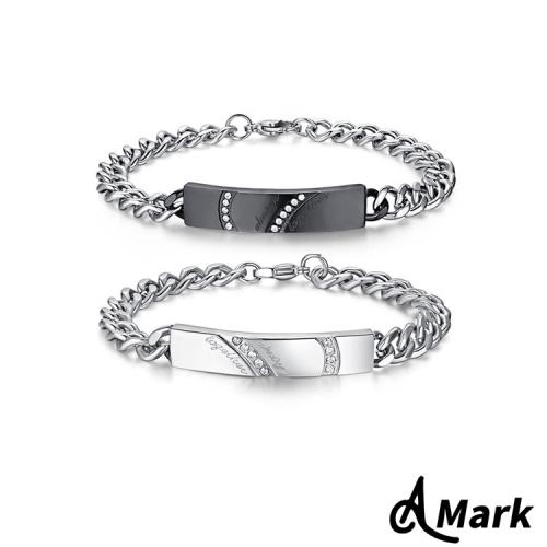 【A MARK】永恆愛戀閃鑽愛心造型316L鈦鋼手鍊 (2款任選)|鋼飾手鍊/手環|ETMall東森購物網