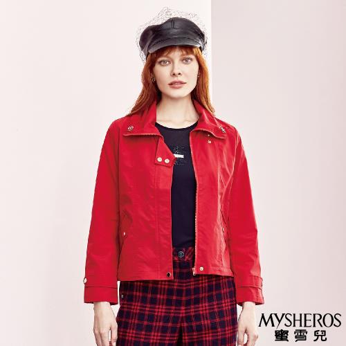 【MYSHEROS蜜雪兒】純色簡約率性翻領抽繩拉鍊夾克外套-紅-2310-25154-30|會員獨享好康折扣活動|外套|ETMall東森購物網