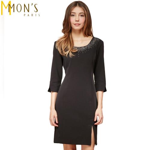 MONS優雅貴氣水鑽後背V領緞面洋裝|會員獨享好康折扣活動|洋裝|ETMall東森購物網