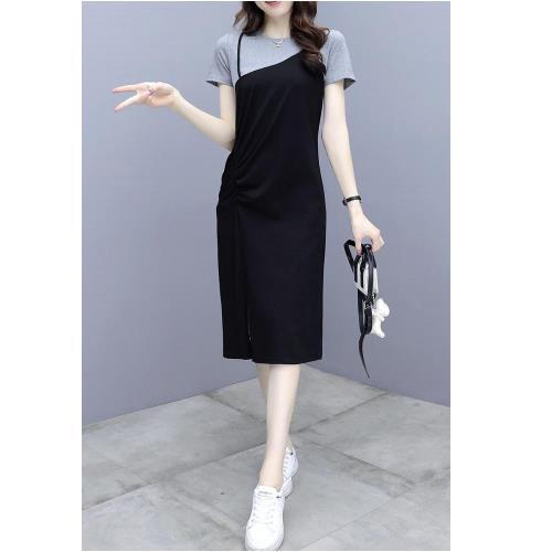 KVOLL-玩美衣櫃休閒假兩件造黑灰連身裙洋裝S-3XL|洋裝/套裝|ETMall東森購物網