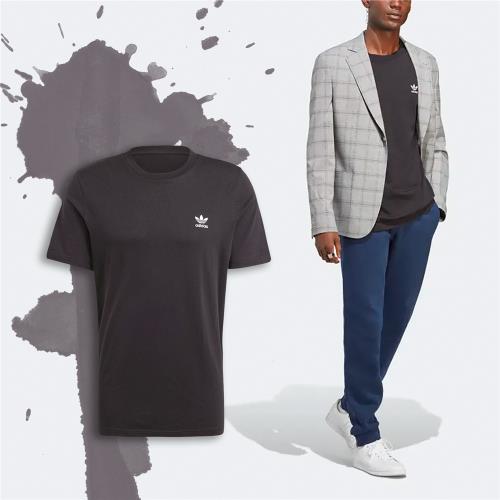 adidas 上衣 Trefoil Essentials 男款 黑 圓領 純棉 短袖 三葉草 基本款 愛迪達 IA4873|短袖|ETMall ...