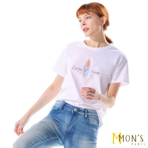 MONS 氣質文青羽毛印花T恤|T恤|ETMall東森購物網